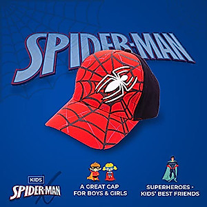 Marvel Spiderman Hat for Boys, Breathable Spiderman Baseball Cap for Toddlers, Boys Ages 3-9