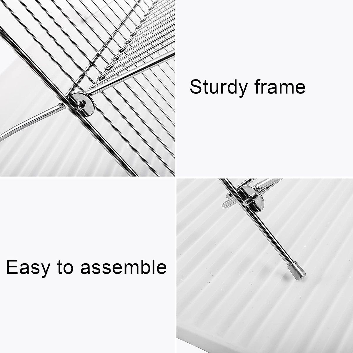 Youeon Foldable Dish Drying Rack with Drainboard, Stainless Steel 2 Tier Dish Drainer Rack, Collapsible Dish Drainer, Folding Dish Rack for Kitchen Sink, Countertop, Cutlery, Plates, Dishes