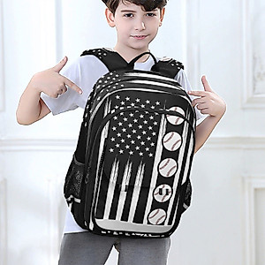 Glaphy American Flag Baseball Backpack School Bag Lightweight Laptop Backpack Students Travel Daypack with Reflective Stripes