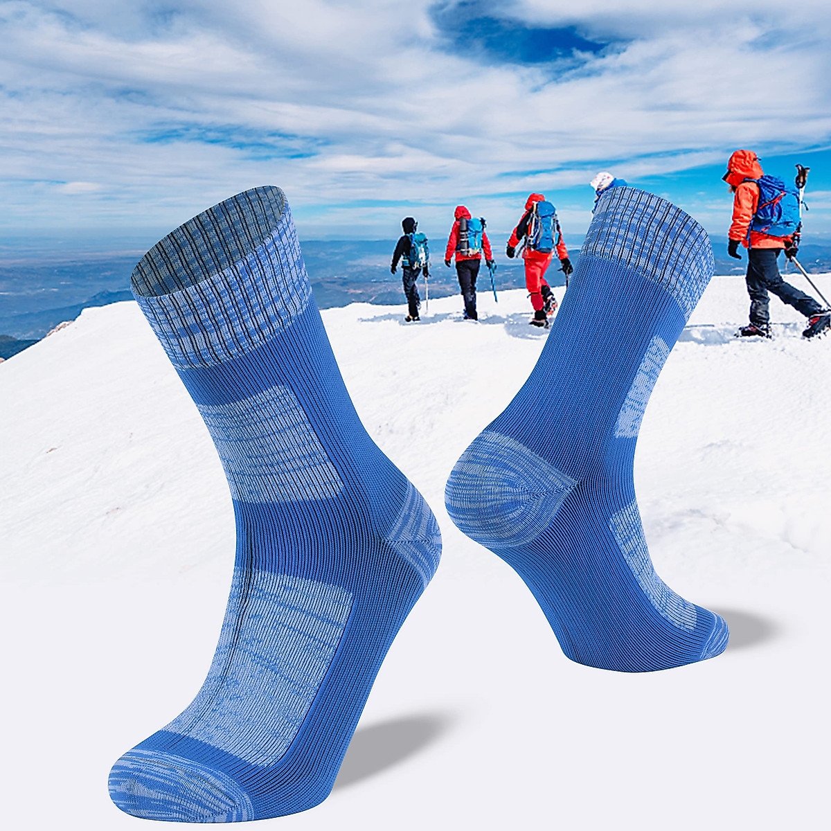 Agdkuvfhd Waterproof Socks for Women, Men Breathable Seamless Anti Blister Neoprene Socks for Hiking in Water & Rainy Muddy Road 1 Pair (Blue, Small)