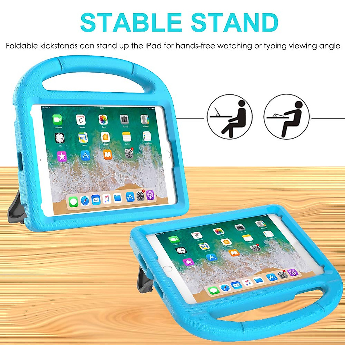 SUPLIK Kids Case for iPad Mini 5/4/3/2/1 (7.9"), Durable Shockproof Protective Handle Bumper Stand Cover with 2*Screen Protectors for 7.9 inch Apple iPad Mini 5th/4th/3rd/2nd/1st Generation, Blue