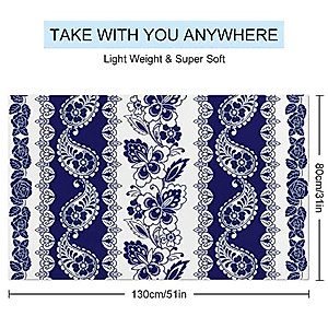 My Little Nest Bath Towels Soft Absorbent Bathroom Towel Lace Bohemian Floral Paisley Stripes Quick Dry Bath Towel Large Shower Towels Lightweight Hand Towels 31" x 51"