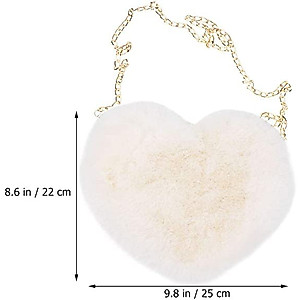 Women Cute Plush Crossbody Bag Cute Heart Shaped Cellphone Fluffy Shoulder Bag for girls (white)