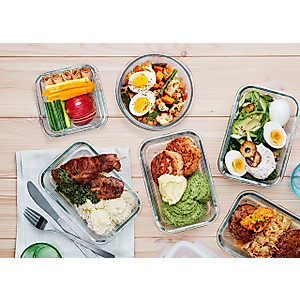 M MCIRCO 36oz Glass Meal Prep Containers set of 5 and 30Pcs Glass Food Storage Containers Set