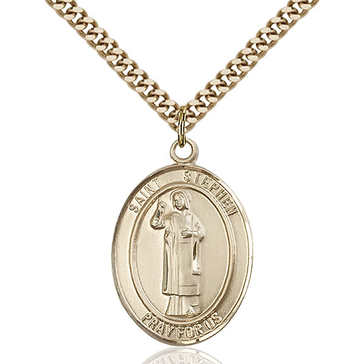 14K Gold Filled Catholic Saint Stephen the Martyr Medal, 1 Inch