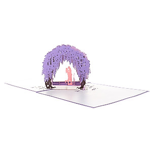 iGifts And Cards Romantic Wisteria Arbor 3D Pop Up Greeting Card - Private, Dreamy, Heart, Wow, Half-Fold, Valentine's Day, Just Because, Thinking of You, Engagement, Happy Anniversary, Friendship