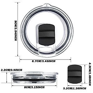 2Pcs 20oz Magnetic Tumbler Lid with 4Pack Magnetic Sliders, Replacement Cup Lids Tumbler Cover Spill Proof Fits YETI Rambler, Old Style Rtic, Ozark Trail and more
