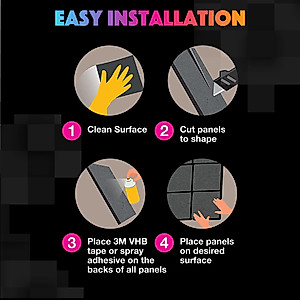 Sonic Acoustics 12 Pack Hexagon Acoustic Panels, 14" X 12" X 0.4" High Density Sound Absorbing Panels Sound Proof Insulation Beveled Edge Studio Treatment Tiles (White)