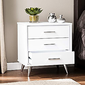 Southern Enterprises Oren Bedside Table w/Drawers Nightstand, White
