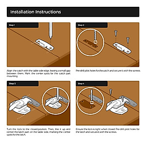 Brass Plated Table Leaf Lock - Dining Table Leaf Latches - Table Buckle Connectors - Table Locks for Leaves - Antique Furniture Hardware | TT1-SB