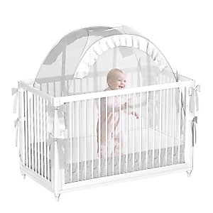 Baby Crib Tent, Canopy Tents to Keep Toddler in, Babies Cribs Nets, 48" X 26" X 57", White, Mesh, Pop-up Safety Net, Babycrib Mosquito Netting, Bed Cover for Climbing Out, Climbers, Boys | Houseables
