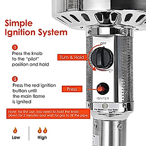 Giantex Patio Heaters for Outdoor Use, 48000 BTU Propane Outdoor Heaters with Wheels, Stainless Steel Outdoor Heat Lamp with Trip-over Protection & CSA Certified for Commercial and Household (Silver)