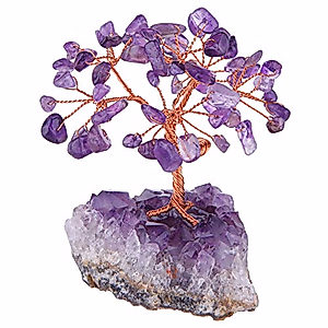 mookaitedecor Amethyst Crystal Tree, Amethyst Cluster Crystals Base Bonsai Money Tree for Wealth and Luck