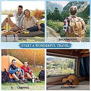 NOWTOWIN Inflatable Sleeping Pad for Camping, 4 Inch Thick Comfortable Sleeping Mat for Backpacking Hiking Traveling, Compact Waterproof Camping Air Mattress with Built in Foot Pump and Pillow