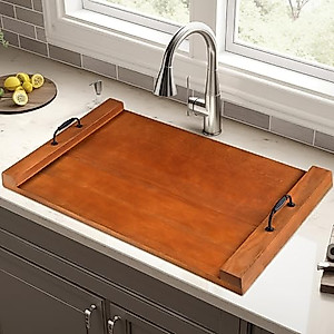 Calmbee Noodle Board Stove Cover, Premium Pine Wood Stove Top Covers for Electric Stove, 30" x 22" Wooden Gas Stove Cover Stovetop Cover - Used as Serving Tray or Sink Cover for More Usable Space
