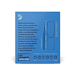 D'Addario Woodwinds - Royal Soprano Saxophone Reeds - Soprano Sax Reeds with Strong Spine - Great for Classical or Jazz - Strength 2.0