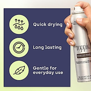 Toppik Colored Hair Thickener, Black, Volumizing Root Touch Up Concealer Hair Color Spray, Colored Spray for Root Touch Up, Cover Up, Hair Thickening, Hair Building Fiber Spray, 5.1oz Spray