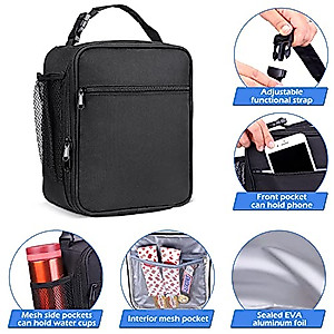 Insulated Lunch Box for Men & Women Adult- Cooler bag - Back to School Supplies- Portable Insulated Lunch Bag Small Lunchbox Lunch Container for Water Bottle Office School Work Picnic Hiking (Black)