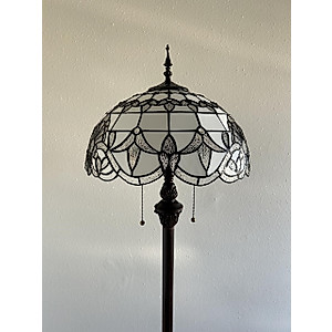 enjoy decor lamps Tiffany Floor Lamp White Stained Glass Baroque Style Lavender LED Bulbs Included for Living Room Dining Room Bedroom 16" D*16" W*64" H