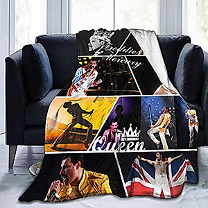 Trendy Fleece Bed Blankets, Fre-ddie Mer-cury Rock Band Wedding Throw Blankets, Wrinkle-Resistant Super Cozy Travel Blanket fit Men Office Holiday 50x40 Inch