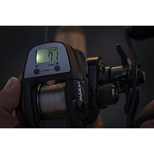 Abu Garcia Max Digital Line Counter Low Profile Baitcast Reel, Size 50LP (1498728), Carbon Fiber Star Drag, Max of 20lb | 9.0kg, Durable, Lightweight and Strong,Black