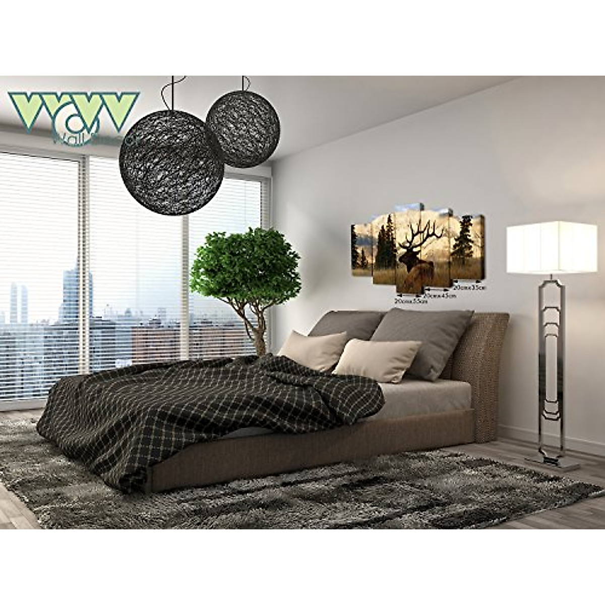 VVOVV Wall Decor - Deer In Autumn Forest Painting Giclee Prints Wildlife Pictures Animal Elk Poster Canvas Art Wall Decor Modern Framed Artwork