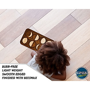 Pentacle Toys Wooden Moon Phases Puzzle, Montessori Wooden Puzzle Board Educational Preschool Gifts for Boys Girls, Pegged Puzzle Board