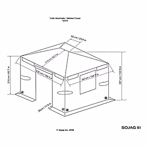 Sojag 135-9166507 Universal Winter Cover for Outdoor Sun Shelters and Gazebos, 12' x 14', Brown