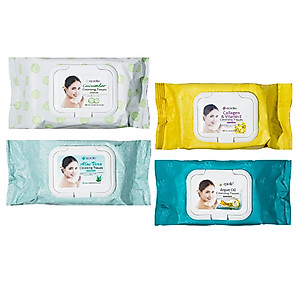 Epielle OG Makeup Remover Cleansing Wipes | Gentle for All Skin Types | Daily Facial Towelettes | Ideal Beauty Gift, Spa Day Set | 4-Pack | Korean Skincare
