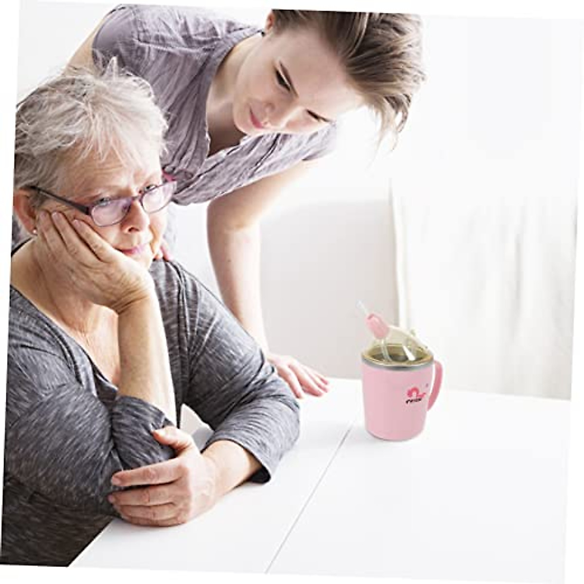 Healeved Stainless Steel Sippy Cup Stainless Steel Drinking Glasses Drinking Glasses with Lids Stainless Steel Cup Lid Sippy Bottles Sip-a-cup Dishwasher Metal Cup Disabled Elder Cup Feeder