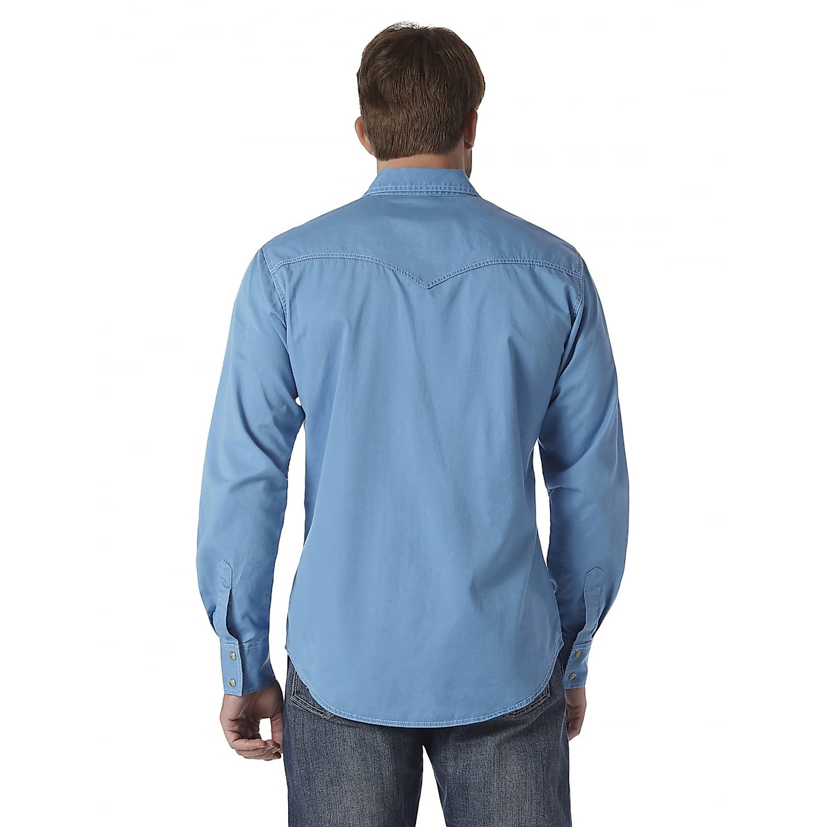 Wrangler Men's Retro Two Pocket Long Sleeve Snap Shirt, Blue, X-Large