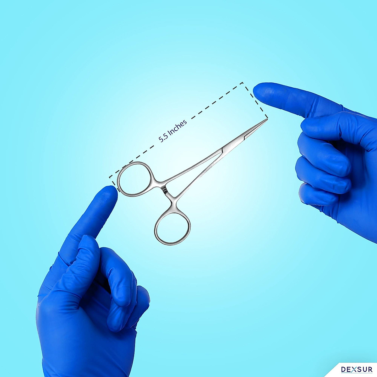 DEXSUR Precision Kelly Hemostat Forceps Locking Tweezers Clamp, Silver, 5.5 Inches, Straight Stainless Steel