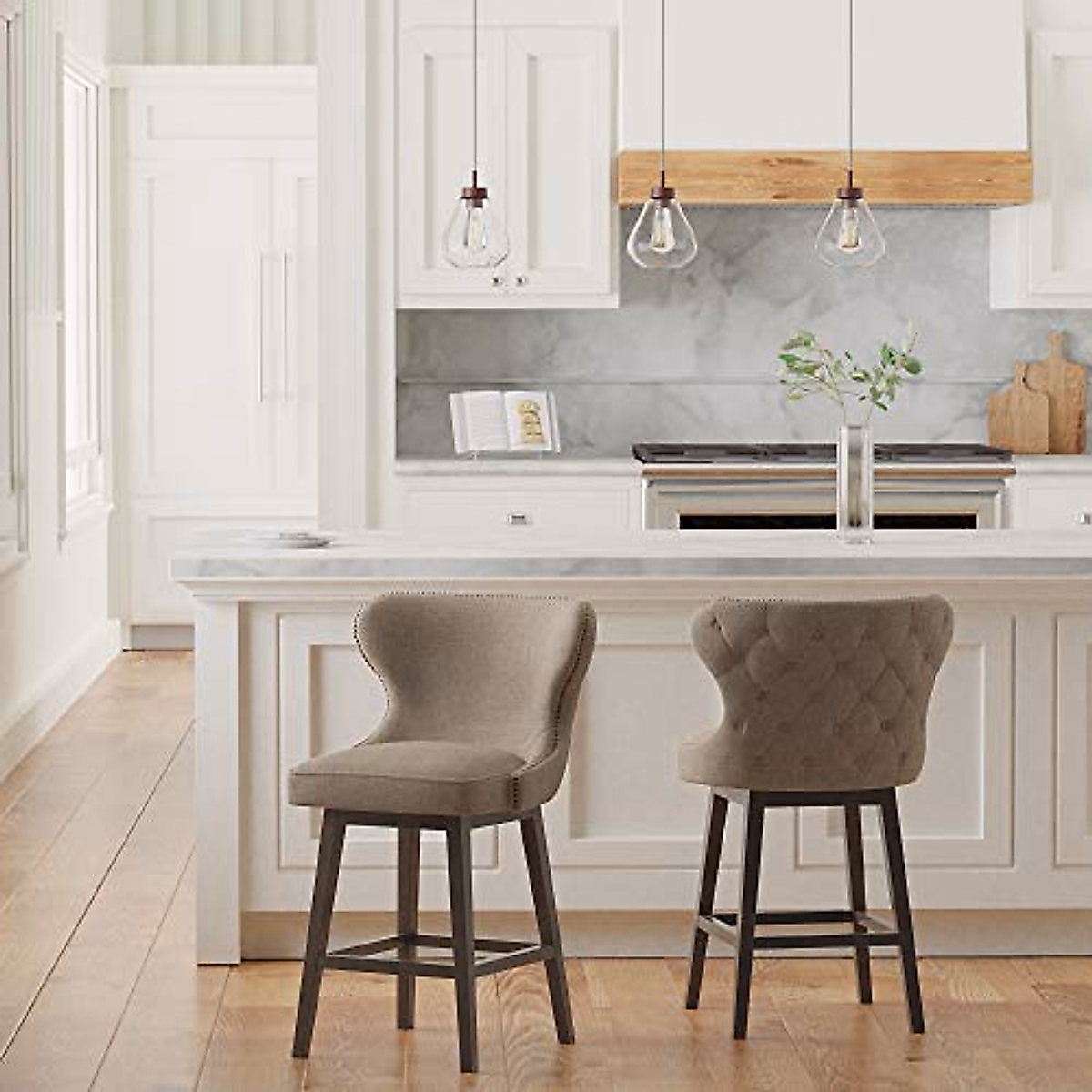 Amazon Brand – Stone & Beam Louise Memory Swivel Counter-Height Barstool, 38.2"H, Slate