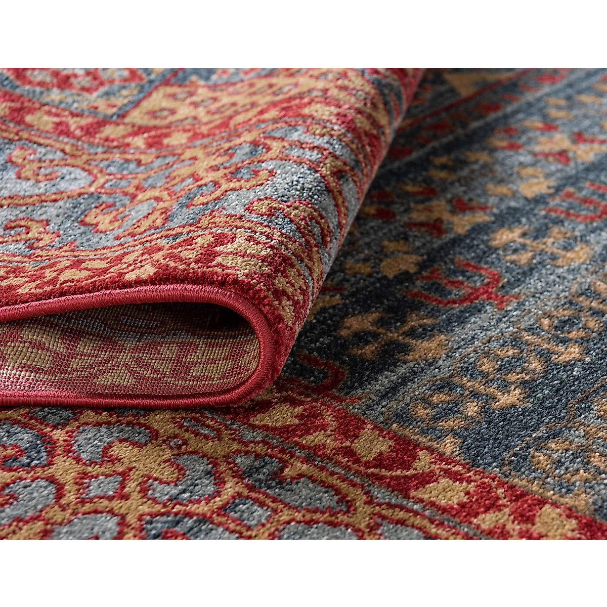 Unique Loom Palace Collection Area Rug - Saray (5' 1" x 8' Rectangle, Navy Blue/ Rust Red)