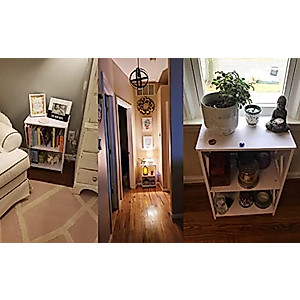 RIIPOO End Bedside Table 3 Tier, White, Bathroom Nightstand Shelf for Small Spaces, Living Room, Office, Dorms