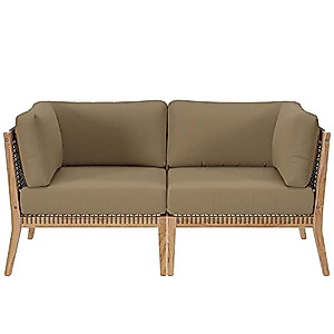 Modway Clearwater Love Seats, Loveseat, Gray Light Brown