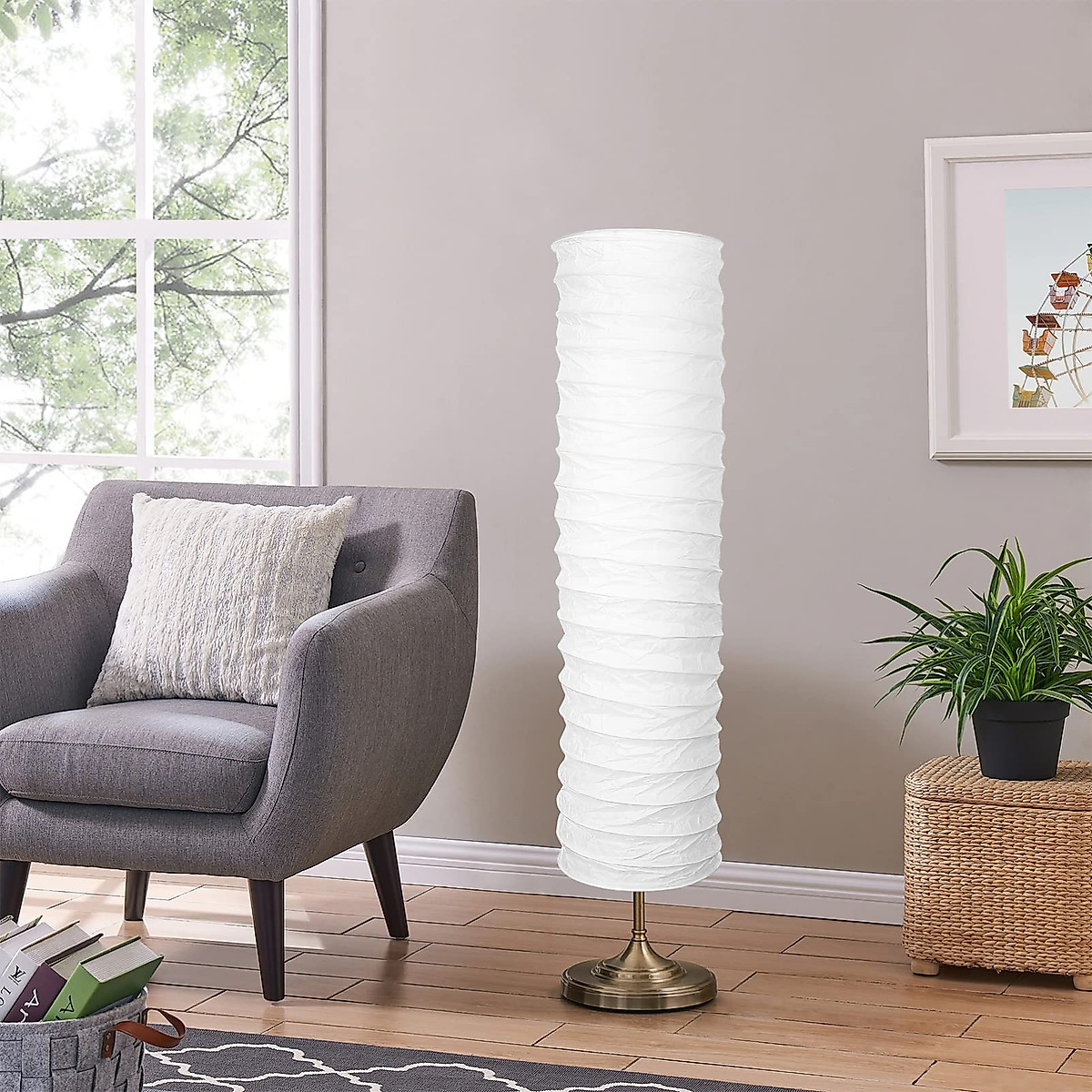 STOBOK Paper Floor Lamp Shades Light Japanese Style Standing Lamp Table Light Cover Barrel Chandelier Protector for Living Room Home Hotel