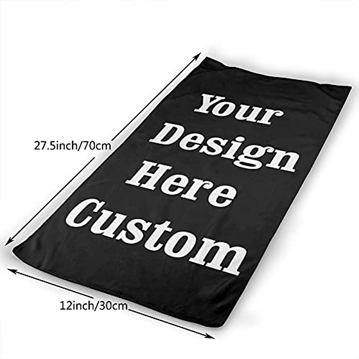 Custom Microfiber Towel, Personalized Hand Towel Add Your Design Super Soft Face Towel for Home Hotel Spa Bathroom Gym 27.512inch, Black, One Size