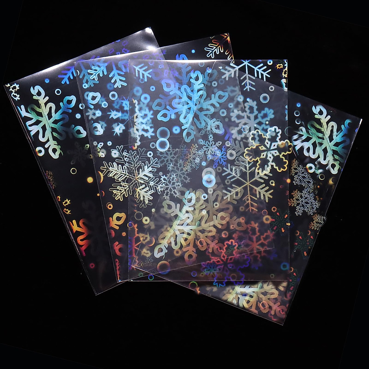100PCS Snowflake Holographic Foil Card Sleeves for Game Cards Kpop Photocards Top Loading Card Protector (65x90mm)