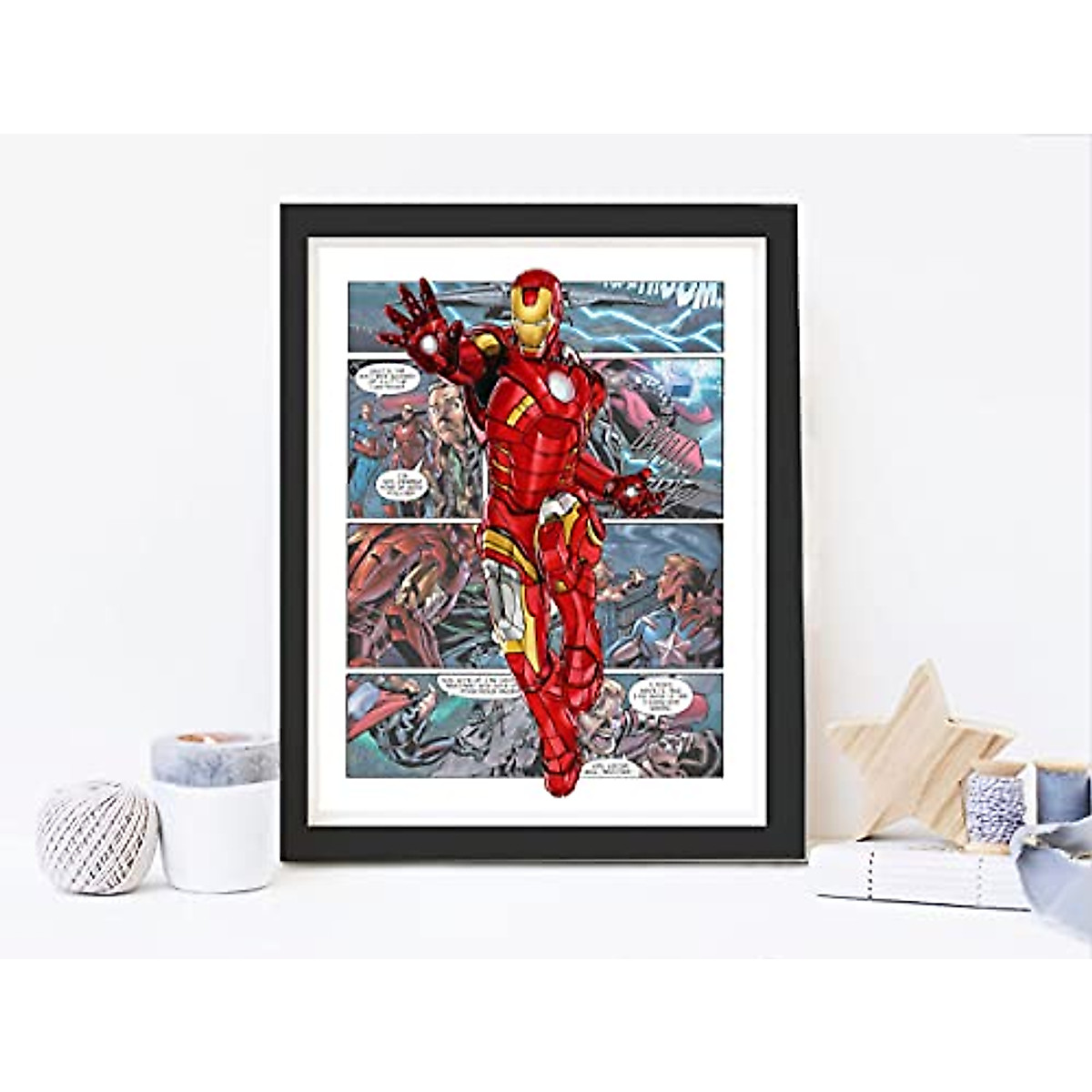 Superhero Posters for Boys Room - 8x10 Inches Set of 9 UNFRAMED - Superhero Wall Art - Superhero Wall Decor - Superhero Comics Characters for Boys Room Nursery Kids Rooms Bedrooms Toddlers Teens Bathrooms Girls Rooms by EOM Art & Design