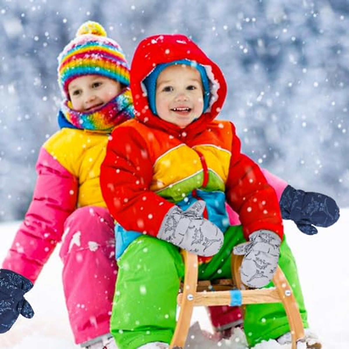 HONGTEYA Toddler Gloves Toddler Snow Mittens Waterproof Kids Warm Ski Gloves Lined Fleece Baby Winter Mittens for Toddler Boys Girls