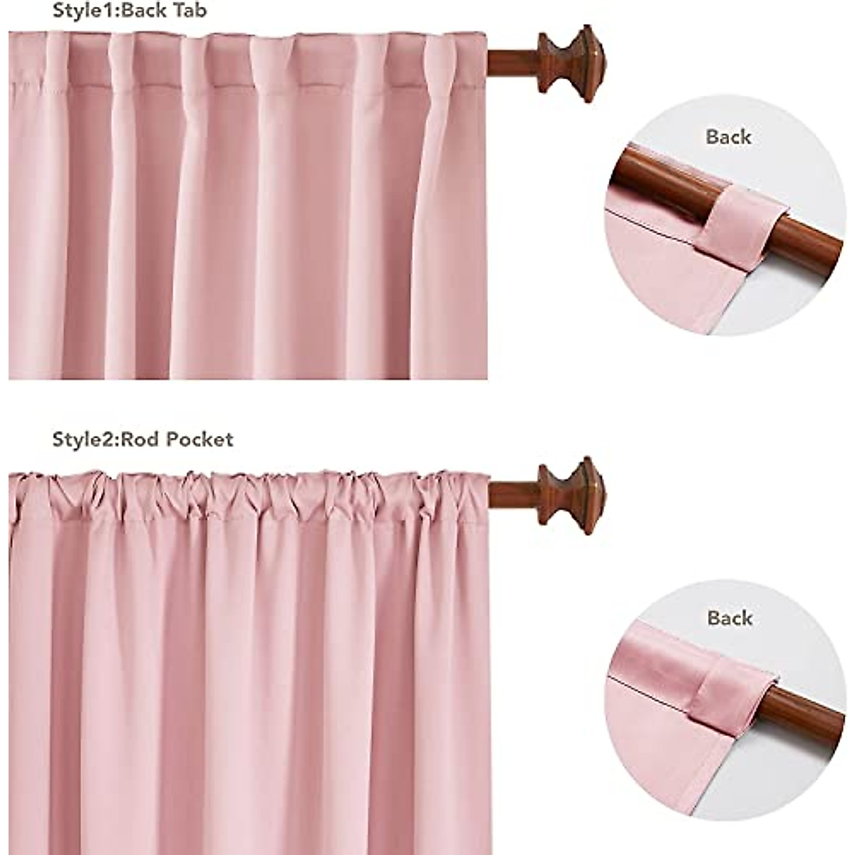 Merryfeel Polycotton Printed Blackout Window Curtains 84 Inch Long 2 Panels, Rod Pocket and Back Tab Drapes for Living Room Bedroom Kids Room - Thermal Insulated Room Darkening (42" W X 84" L) – Pink