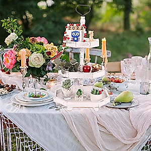 3 Tiered Tray, Rustic Cake Stand with Large Capacity Diameter of 15.6" 12.6" 8.8" Wooden Trays Farmhouse Decorative Tiered Tray for Kitchen Bathroom