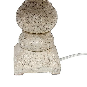 Elegant Designs LT3330-BGE 12.5" Country Farmhouse Petite Textured Column Table Desk Lamp with Drum Fabric Shade, Beige