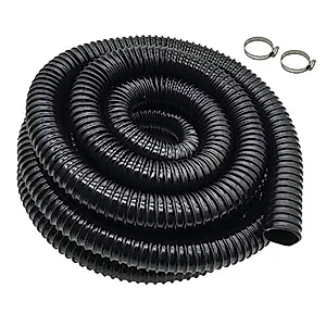 Corrugated Pond Tubing 1 Inches ID Aquarium Hose Waterfall Pond Hose PVC Tubing 20 Feet, Black
