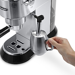 De'Longhi Delonghi EC680M DEDICA 15-Bar Pump Espresso Machine, Stainless Steel DLSC060 Milk Frothing Jug, 12 oz, Stainless Steel