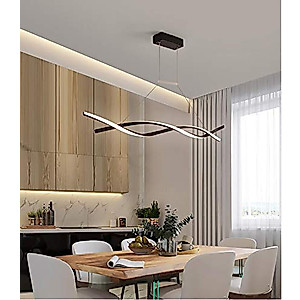 Ziplighting Modern LED Pendant Lighting for Dining Room & Kitchen Island Stepless Dimmable Pendant Light with Remote Dimming Chandelier Contemporary Adjustable Ceiling Fixture Wave Ceiling Light f