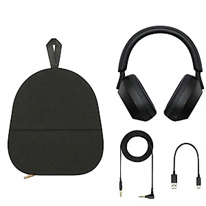 Sony WH-1000XM5 Noise-Canceling Wireless Over-Ear Headphones (Black), 30 Hours Playback Time, Hands-Free Calling, Alexa Voice Control - Kit with Charging Cube and Portable Charger