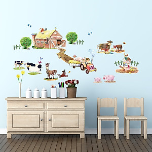 DECOWALL DWL-1407N Pony Club and Farm Animals Kids Wall Stickers Wall Decals Peel and Stick Removable Wall Stickers for Kids Nursery Bedroom Living Room Decor