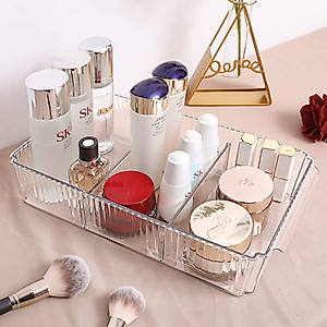 Beelee Under Sink Organizer with Dividers: 2 Tier Bathroom Organizer Tray Clear Pull Out Storage for Bathroom and Kitchen - Pantry Cabinet Shelf